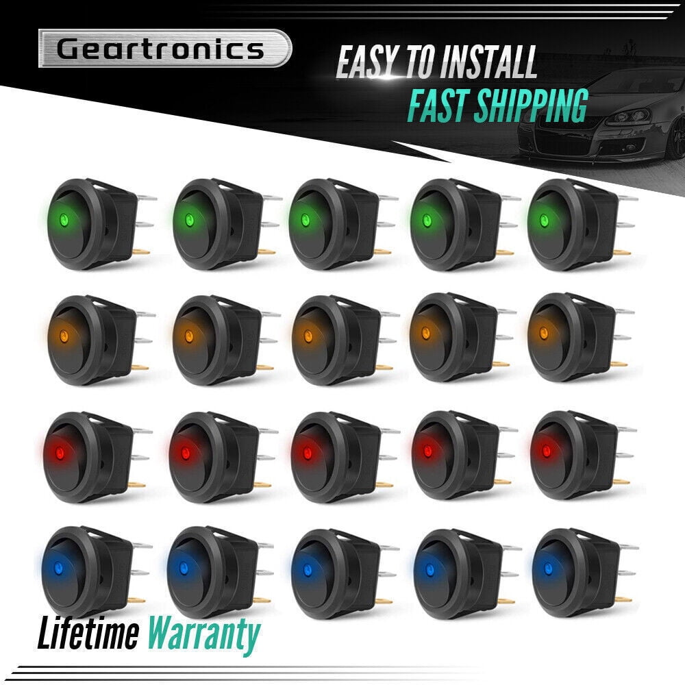 20pcs ROCKER SWITCH Toggle 12V Led Light Car Auto Boat Round ON/OFF ...
