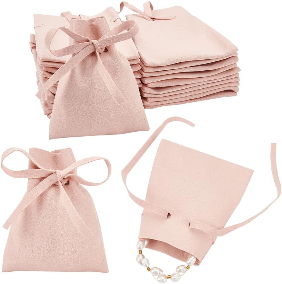 20pcs Rectangle Velvet Packing Pouches Drawstring Bags Pink 10x8.2cm ...