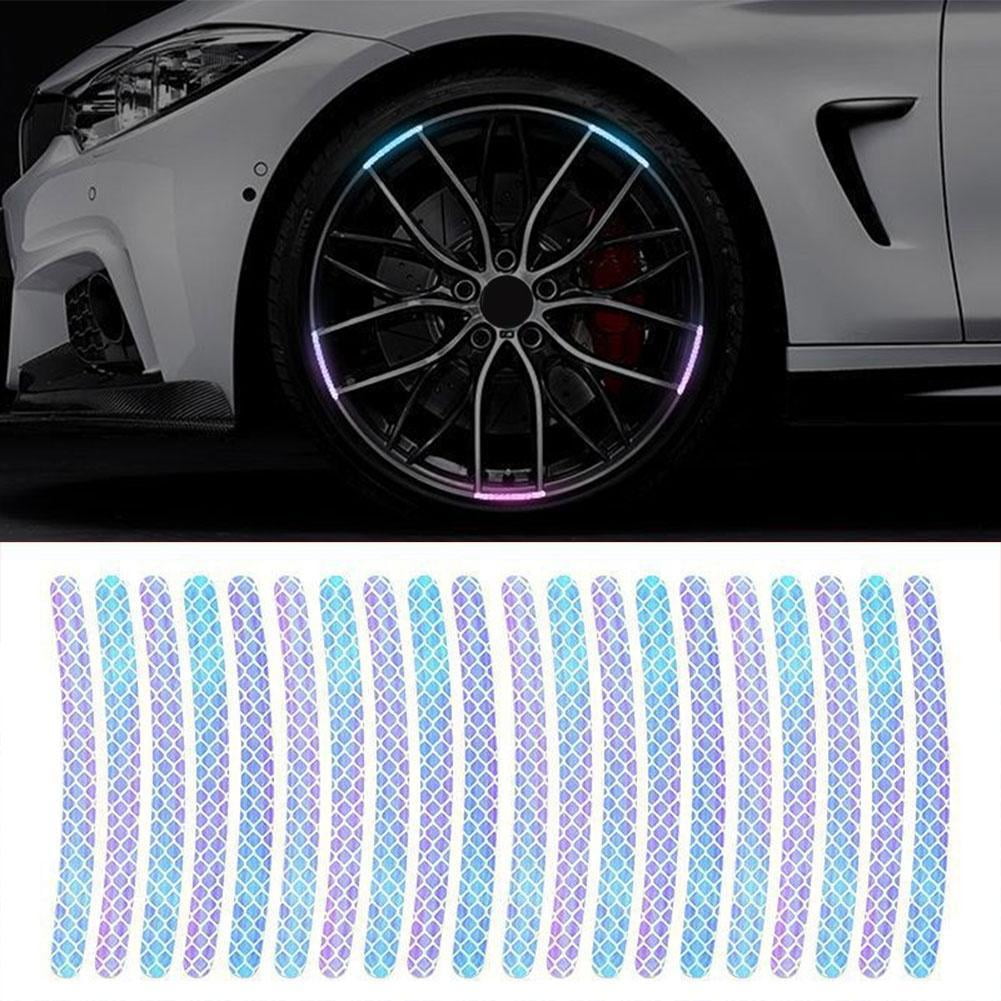 20pcs Reflective Car Wheel Hub Decal Tire Rim Strips Hot Sticker ...