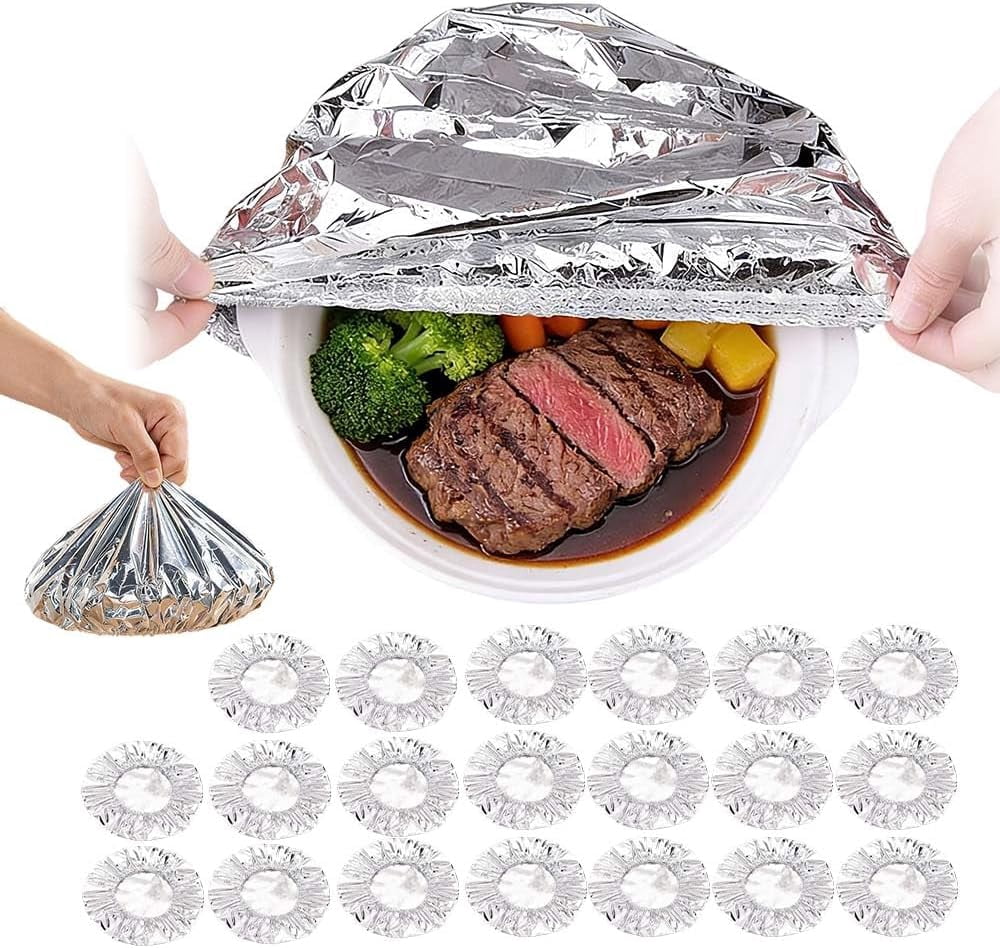 20pcs Reusable Aluminum Foil Food Covers with Heat Retention, Durable ...