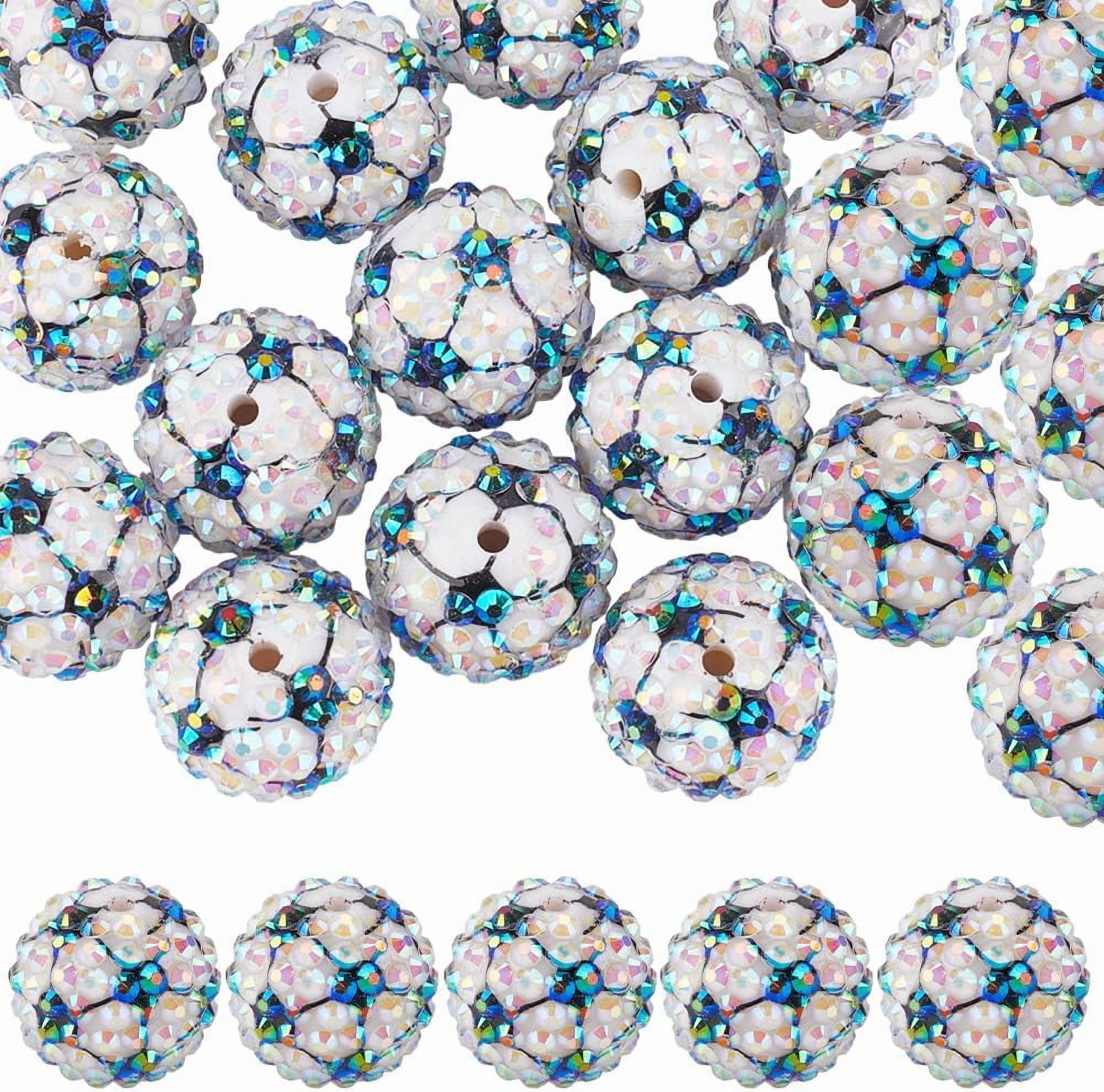 20pcs Rhinestone Ball Beads Rhinestone Resin Beads 20mm Large Soccer ...