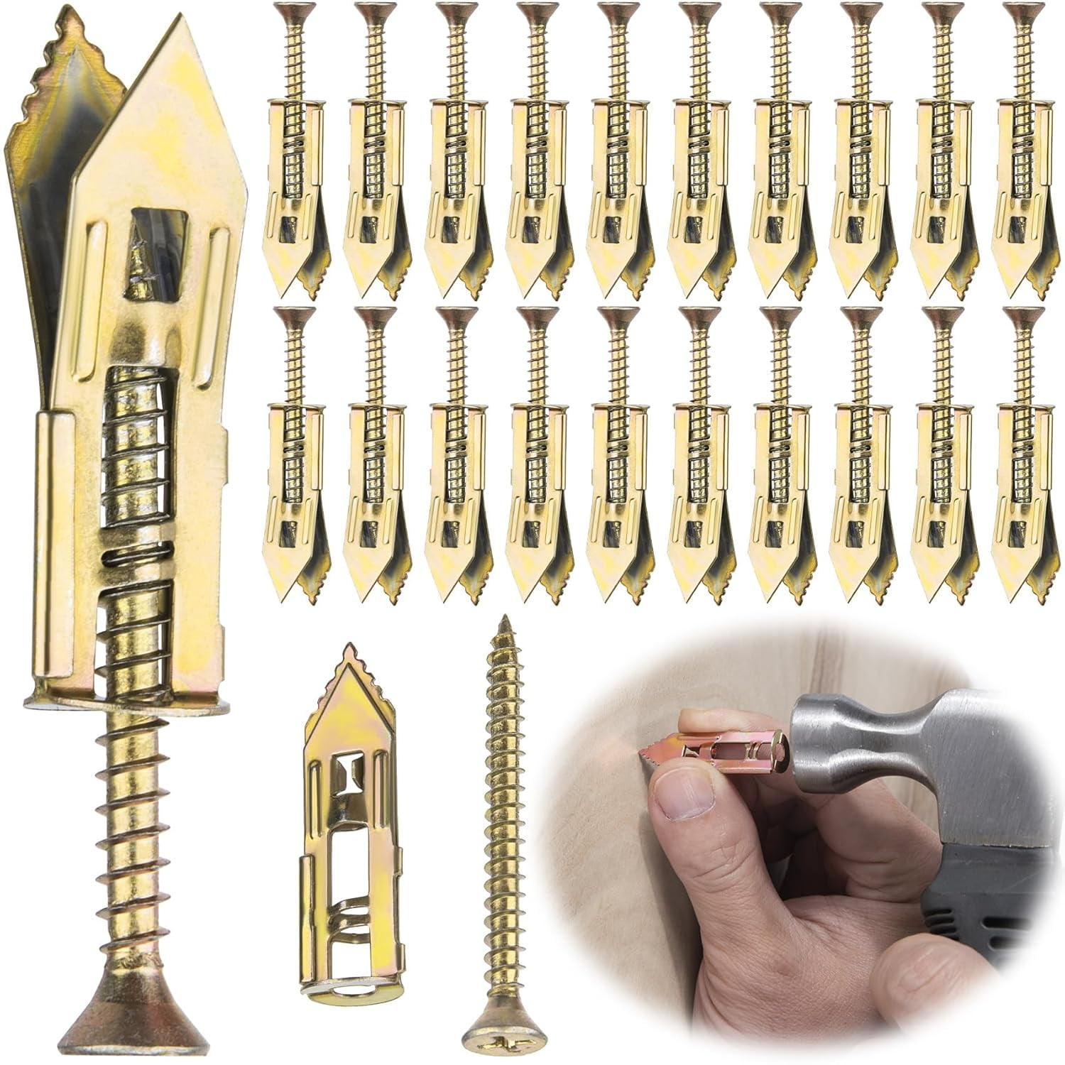 20pcs Self-Drilling Drywall Anchors with Screw, Zinc Plated Steel ...