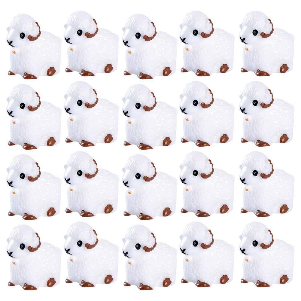 20pcs Sheep Figurines Fake Sheep Miniatures Statue for Moss Tiny ...