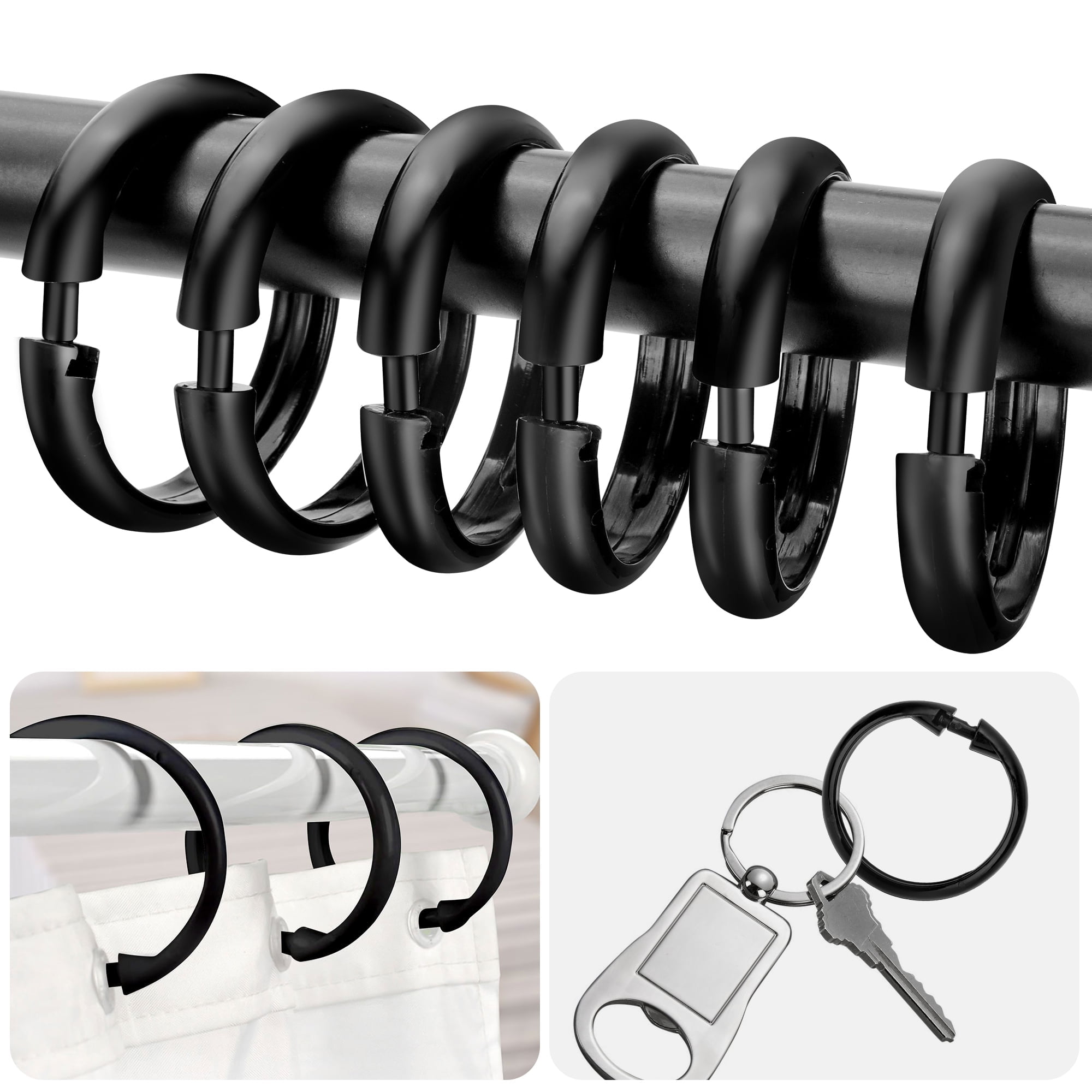 20pcs Shower Curtain Rings, EEEkit Waterproof Plastic Curtain Hooks ...