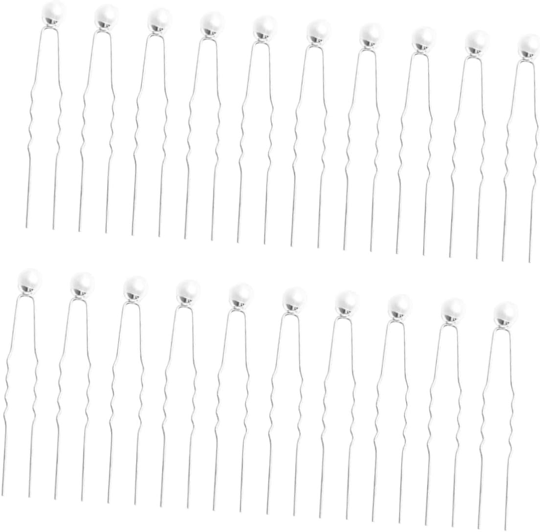 20pcs Simple Bridal Hairpins U-shaped Pins Alloy Hair Clips Pearl ...