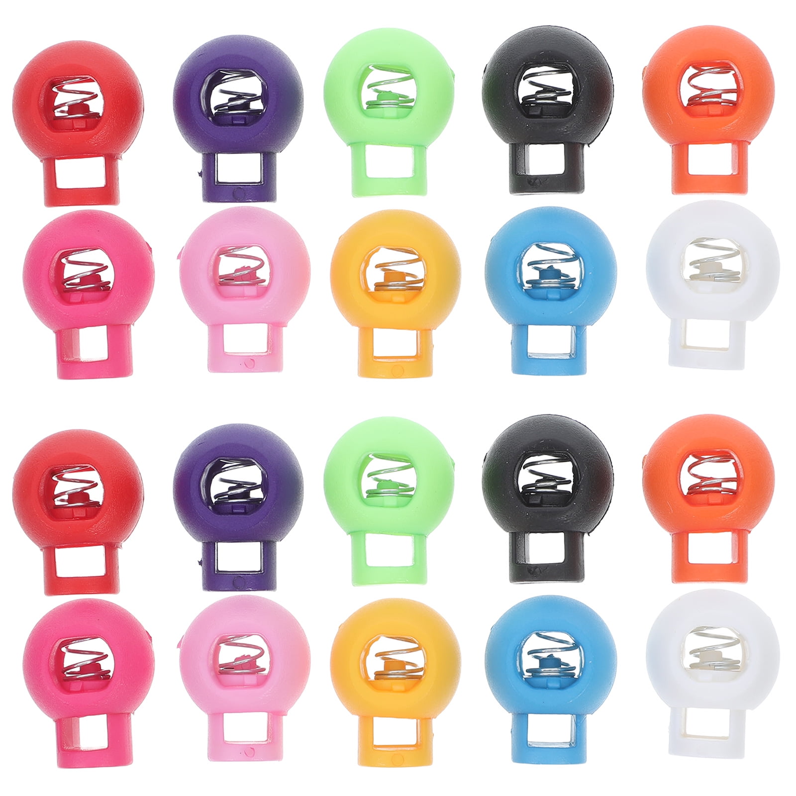 20pcs Single Hole Round Plastic Cord Locks Djustable Spring Cord Locks ...