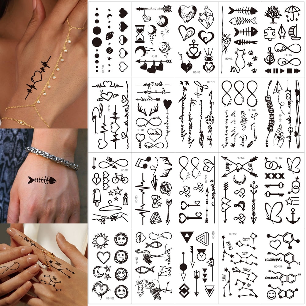 20pcs Small Finger Stickers for Women Men Waterproof Flower Butterfly ...