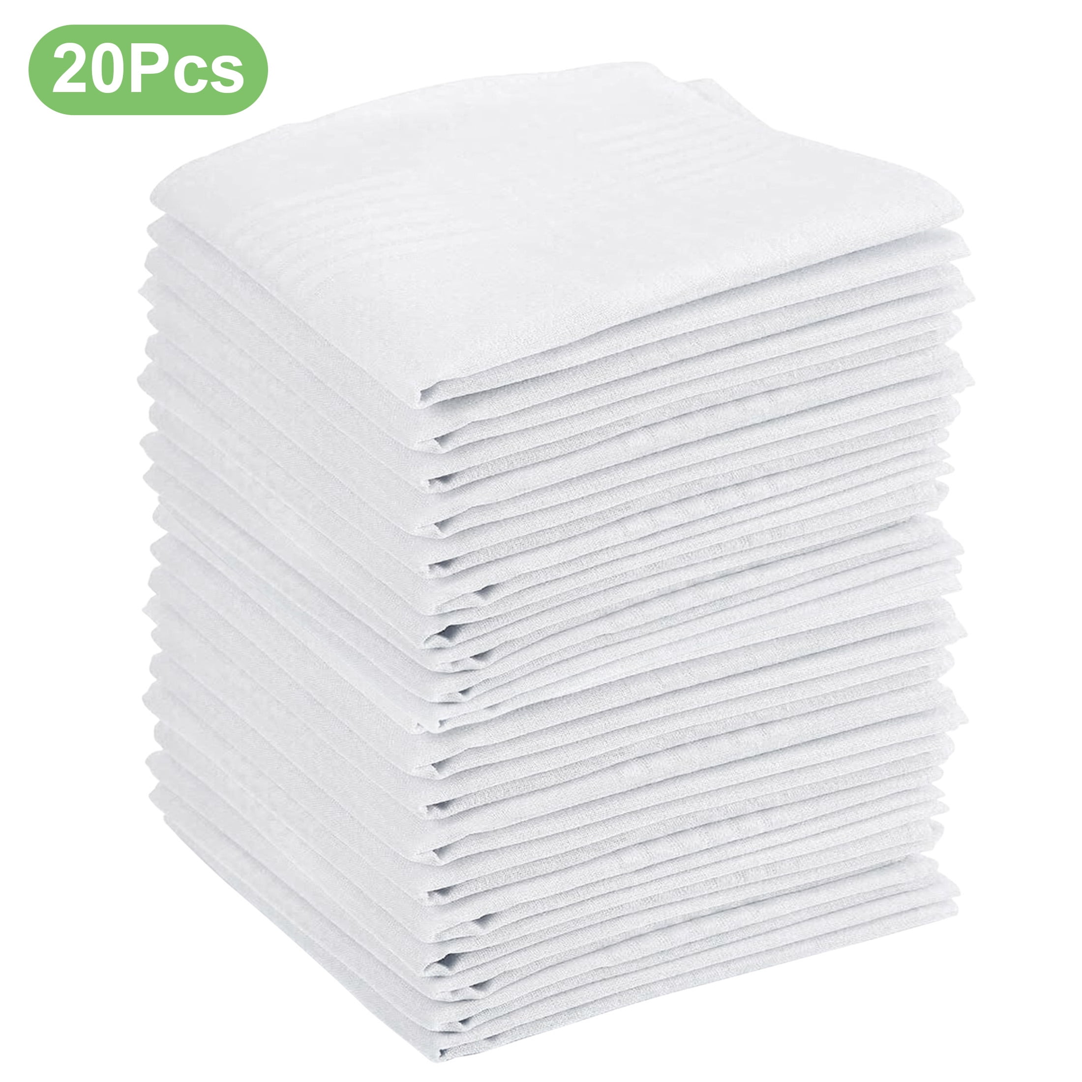 EEEkit 20pcs Men's White Handkerchiefs, Pure Cotton 15''x15'', Classic ...