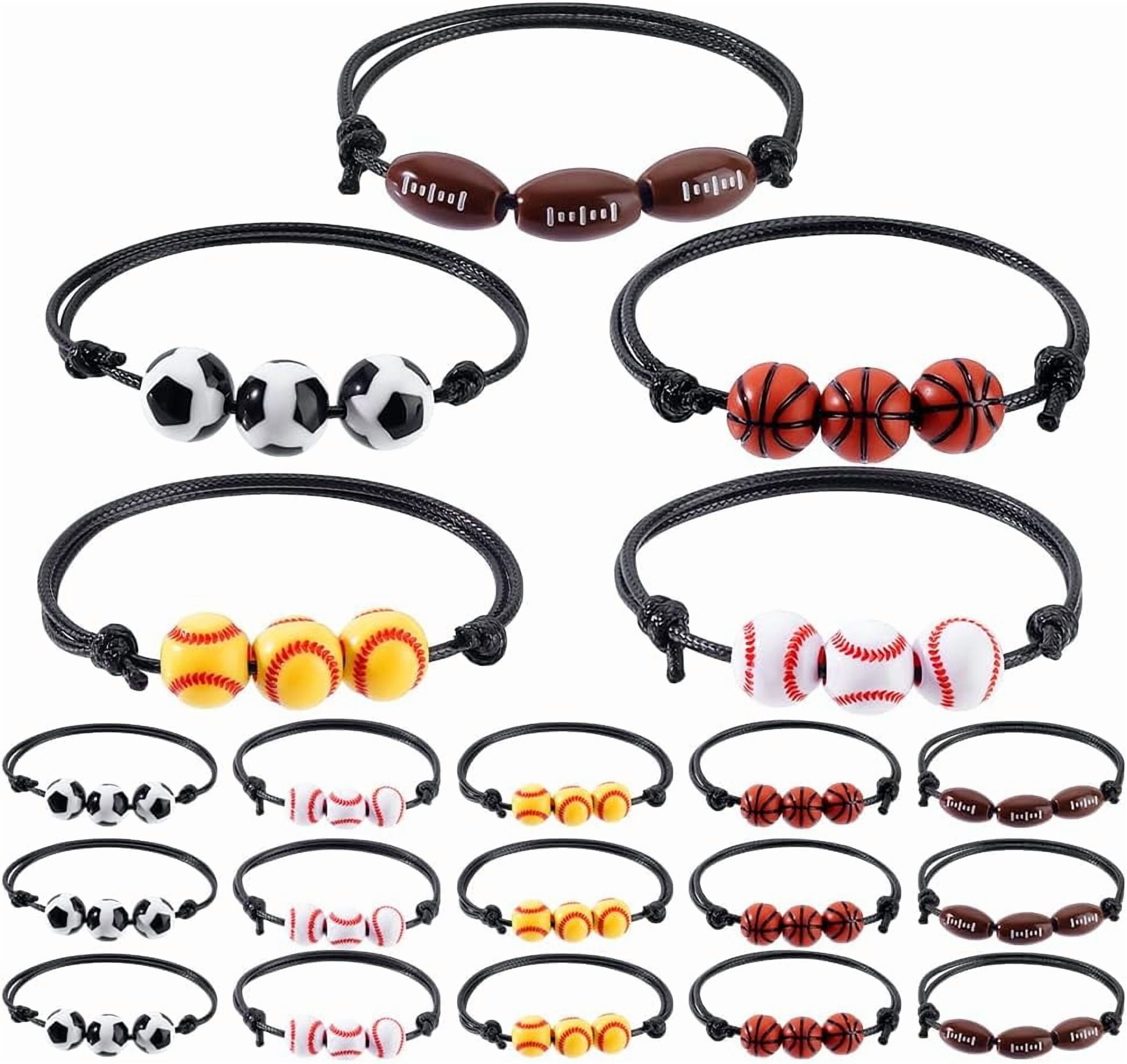 20pcs Sports Party Favors Charm Bracelets 5 Styles Sport Beads Ball ...