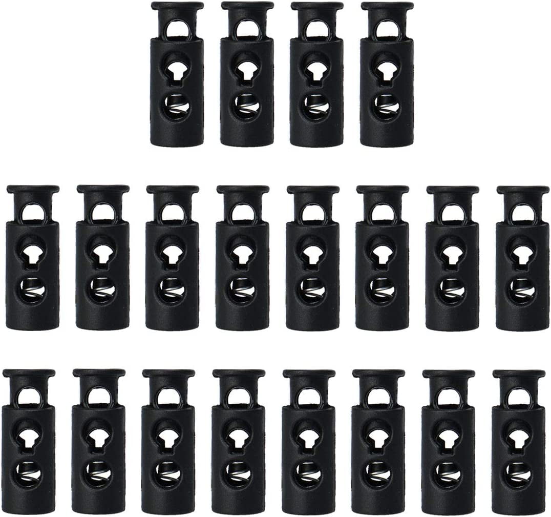 20pcs Spring Cord Locks Plastic End Stopper Double Holes Toggle ...
