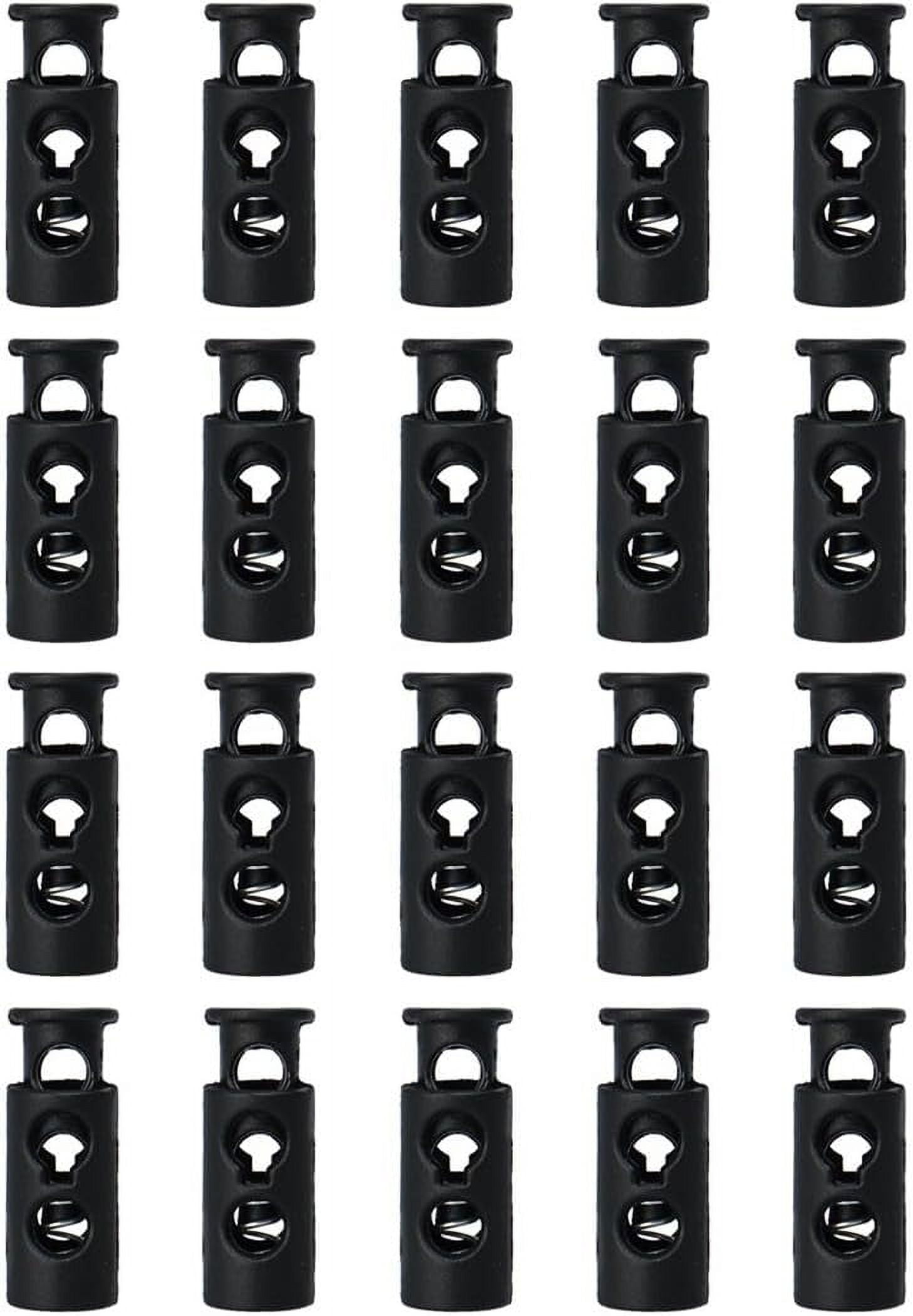 20pcs Spring Cord Locks Plastic End Stopper Dual Holes Toggle Fastener ...