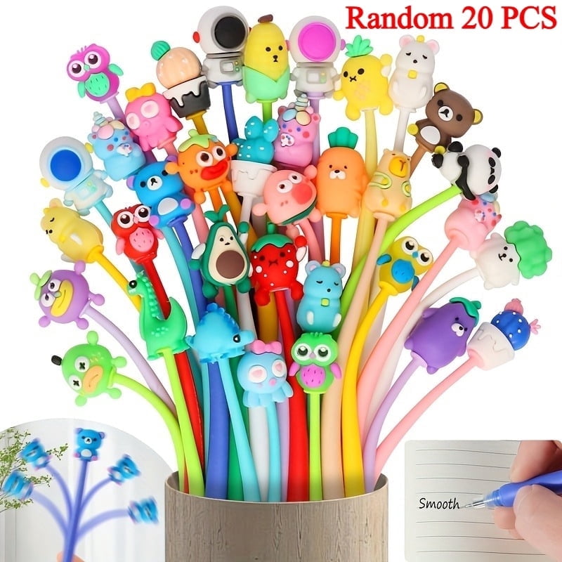 20pcs Squishy Pens for Kids, Cute Fun Stress Relief Bobblehead Pen ...