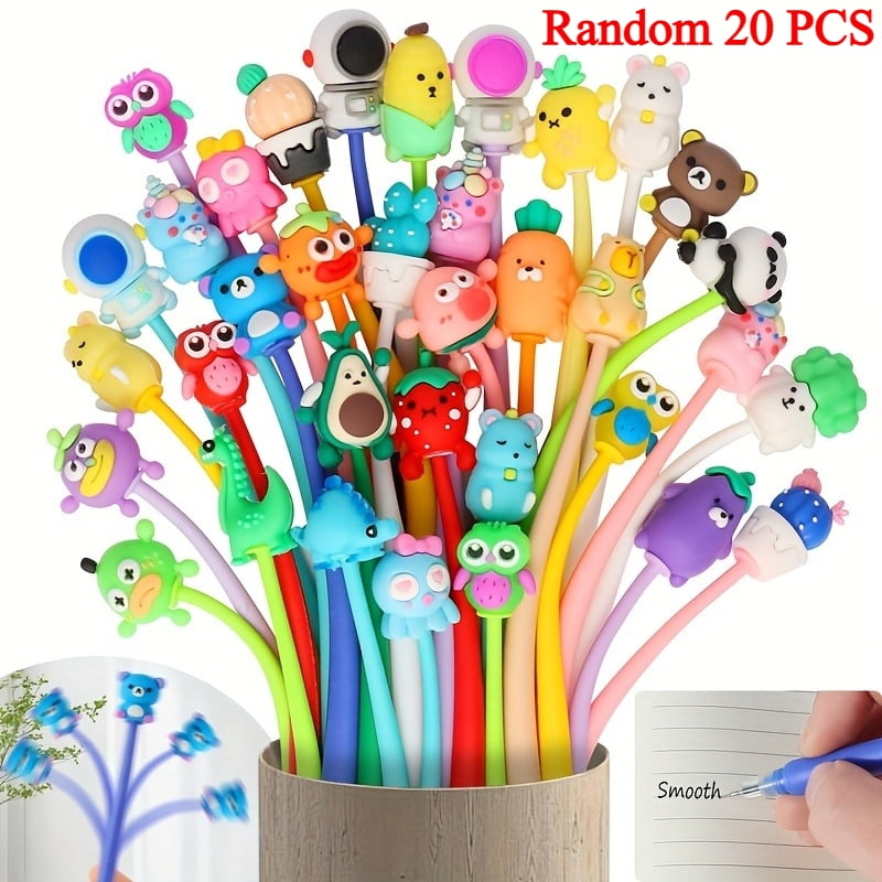 20pcs Squishy Pens for Kids, Cute Fun Stress Relief Bobblehead Pen ...