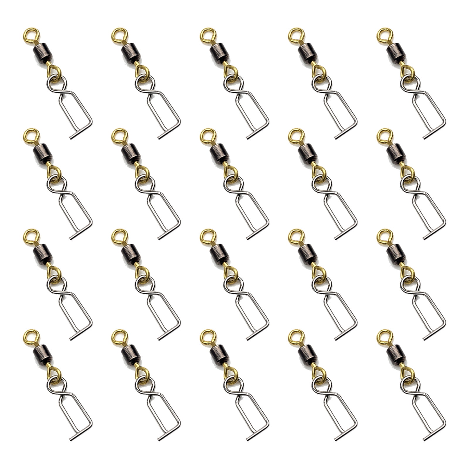 20pcs Stainless Fishing Swivels Clip Tackle Connector for Squid Jigs ...