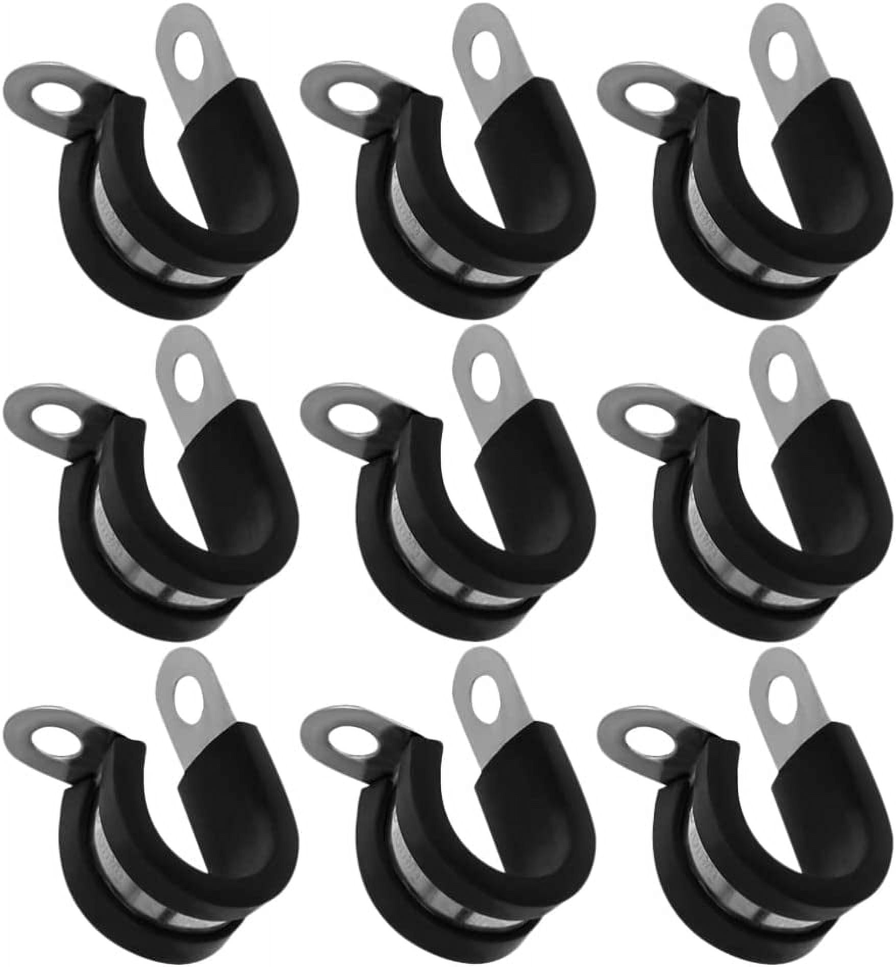 20pcs Stainless Steel Cable Clamp Metal Clamp Tube Holder with Rubber ...