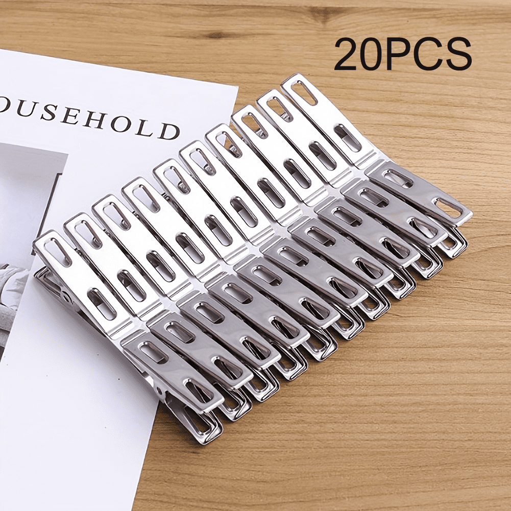 20pcs Stainless Steel Clothespins, Binder Clips, Heavy Duty Clothes ...