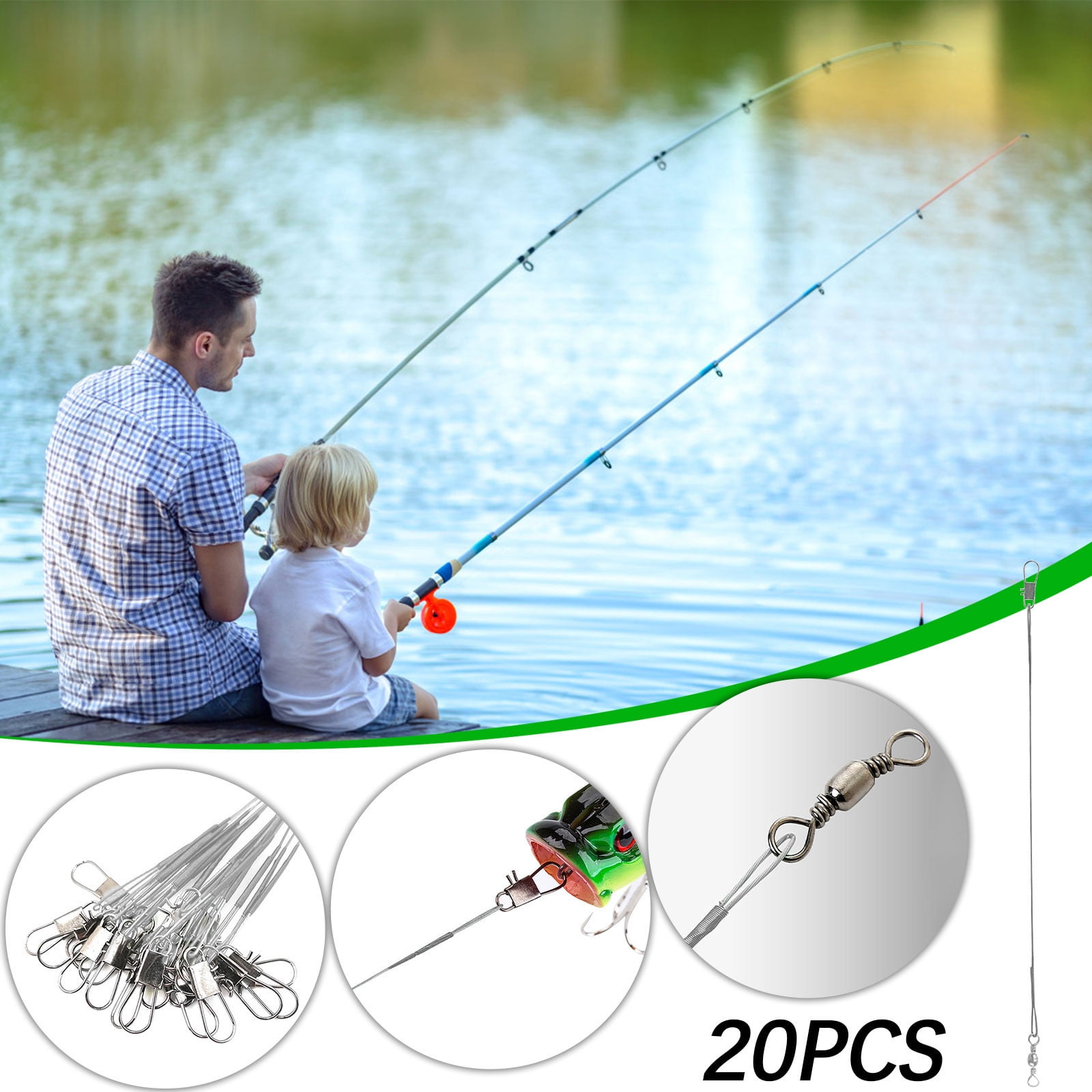 20pcs Stainless Steel Saltwater Fishing Leader Wire Rigs, 8kg 10kg 12kg ...