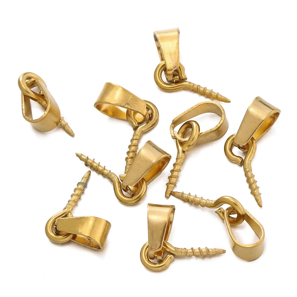 20pcs Stainless Steel Screw Eye Pins Bail Top Drilled Beads End Pendant ...