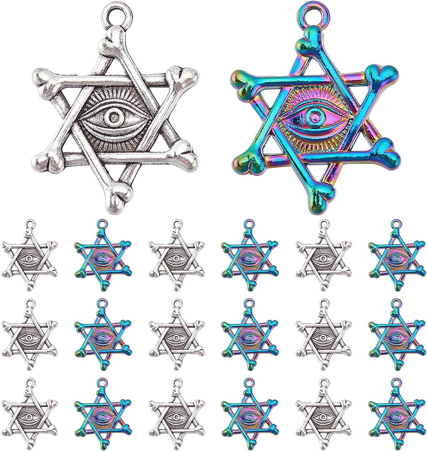 20pcs Star of David Charms, 2 Color Ancient Eye of Horus Pendants Six ...