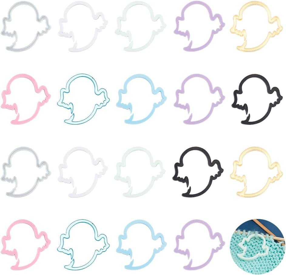 20pcs Stitch Marker for Crocheting and Knitting Ghost Shape 10 Colors ...