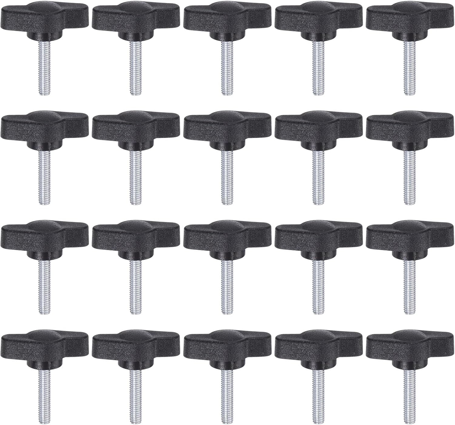 20pcs Tee Wing Knobs Thumb Screws M4 x 20mm Standard Male Thread Plastic T Knobs Handles Hand ...