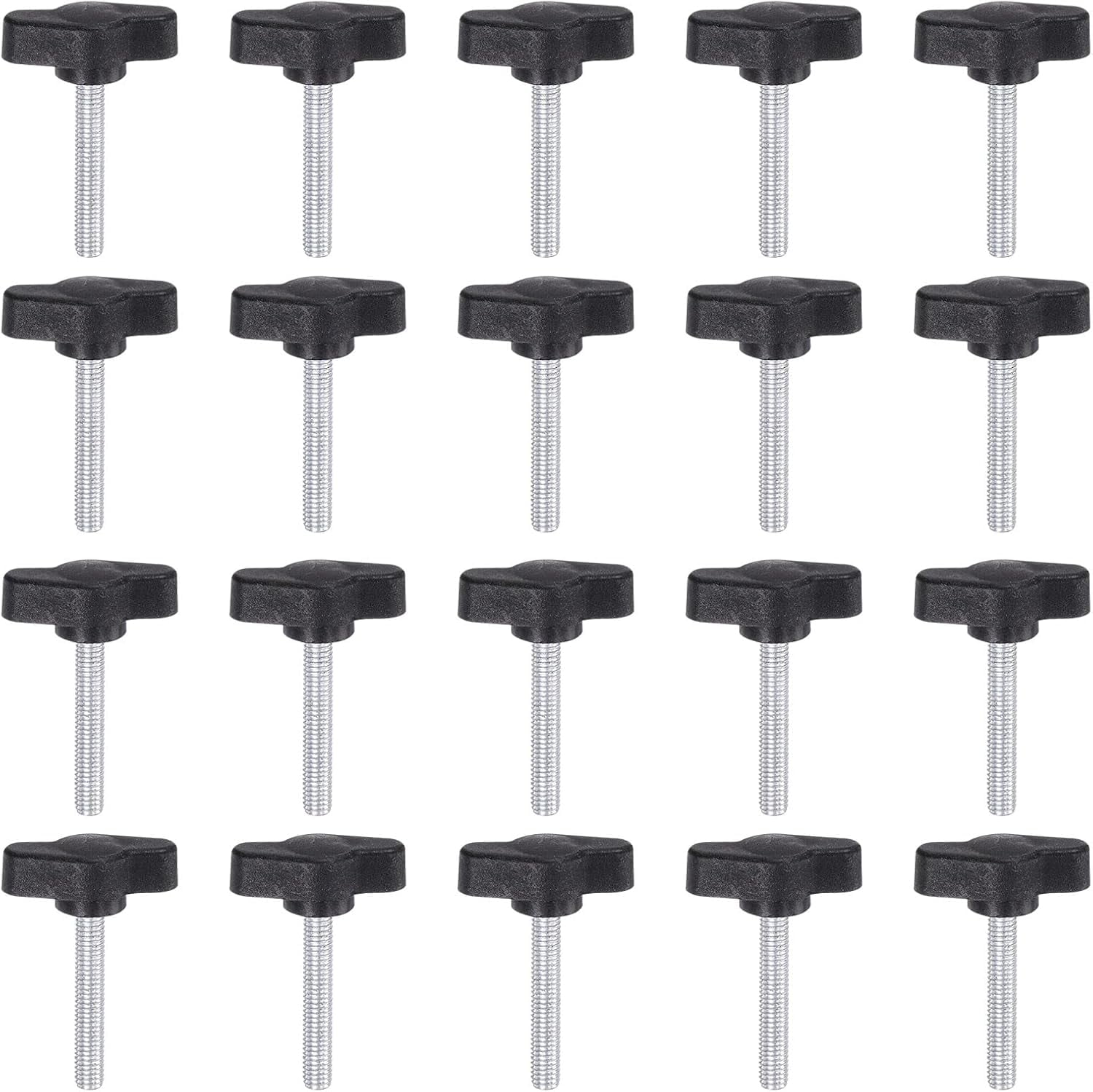20pcs Tee Wing Knobs Thumb Screws M5 x 30mm Standard Male Thread Plastic T Knobs Handles Hand ...