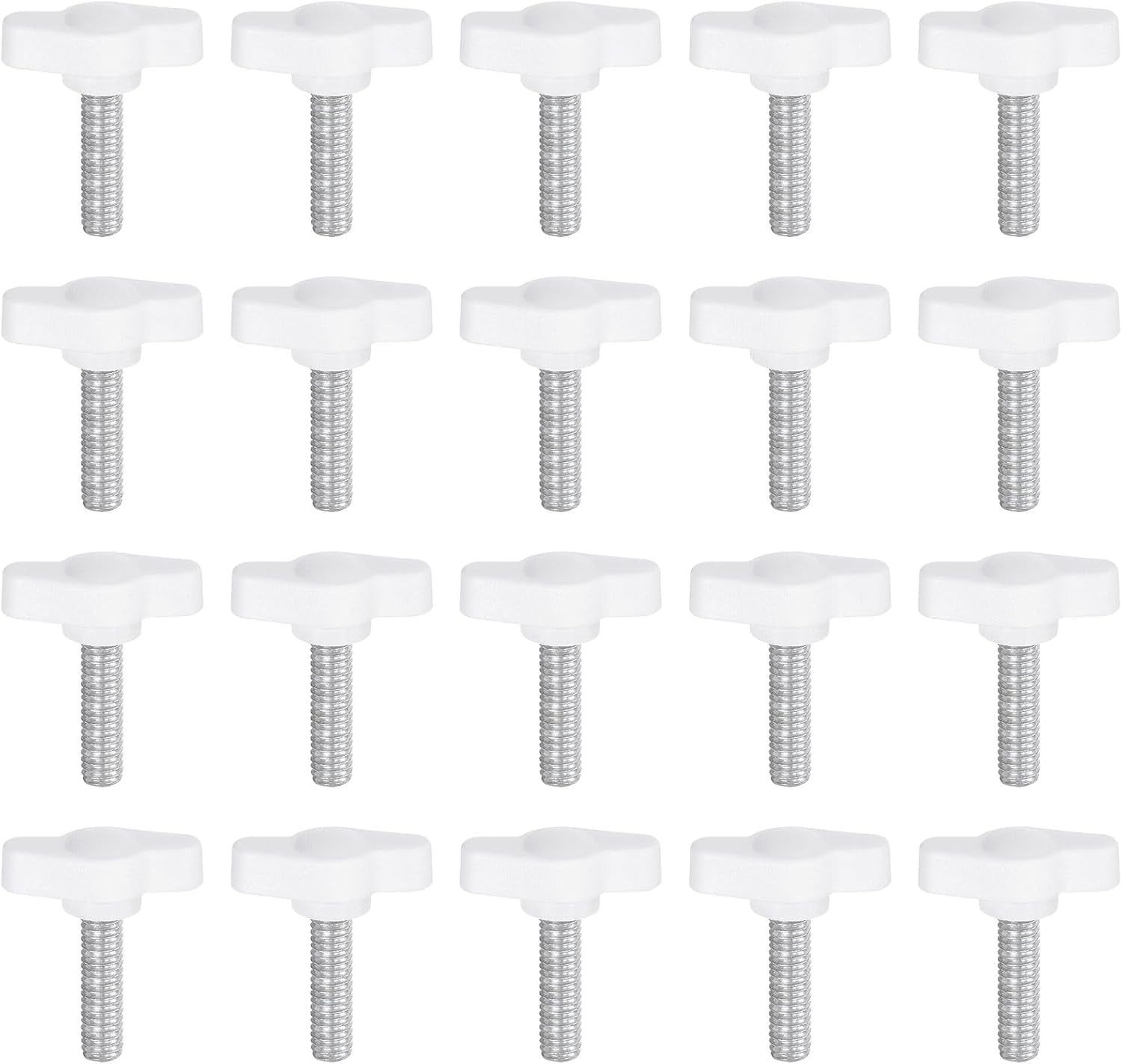 20pcs Tee Wing Knobs Thumb Screws M6 x 20mm Standard Male Thread Plastic T Knobs Handles Hand ...