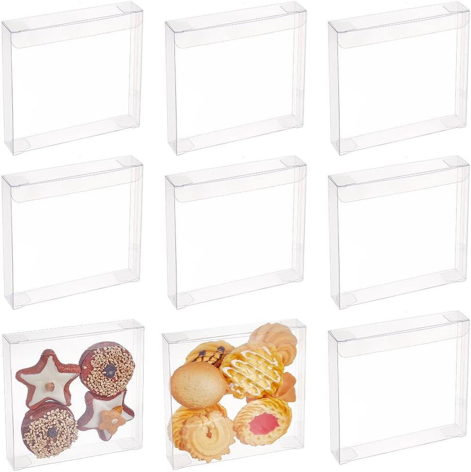 DIY 20pcs Transparent Gift Boxes 4.3x4.3x0.8inch Rectangle PET Clear ...