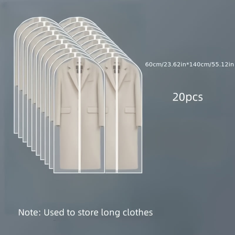 20pcs Transparent PEVA Zipper Garment Bags - Durable Washable ...