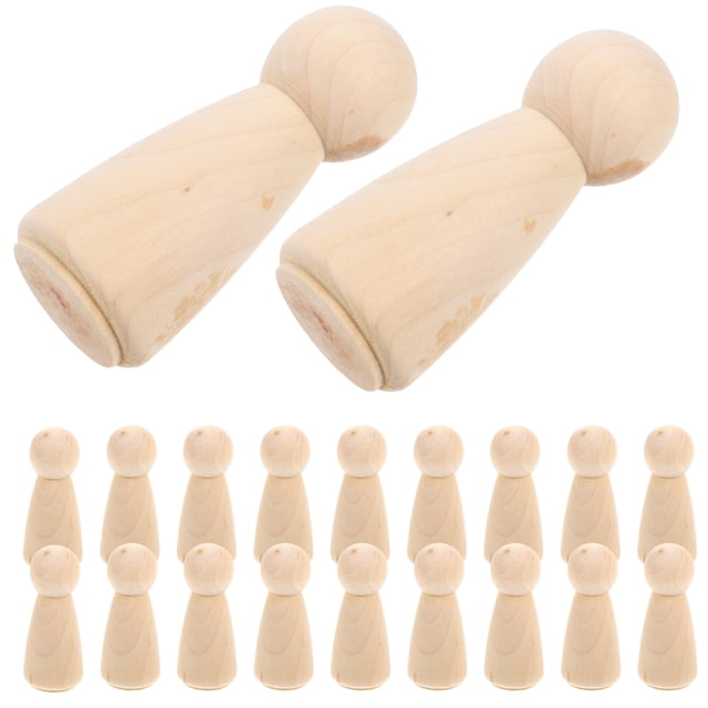 20pcs Unfinished Wooden Peg Dolls Peg People Wooden Figures Peg Doll ...