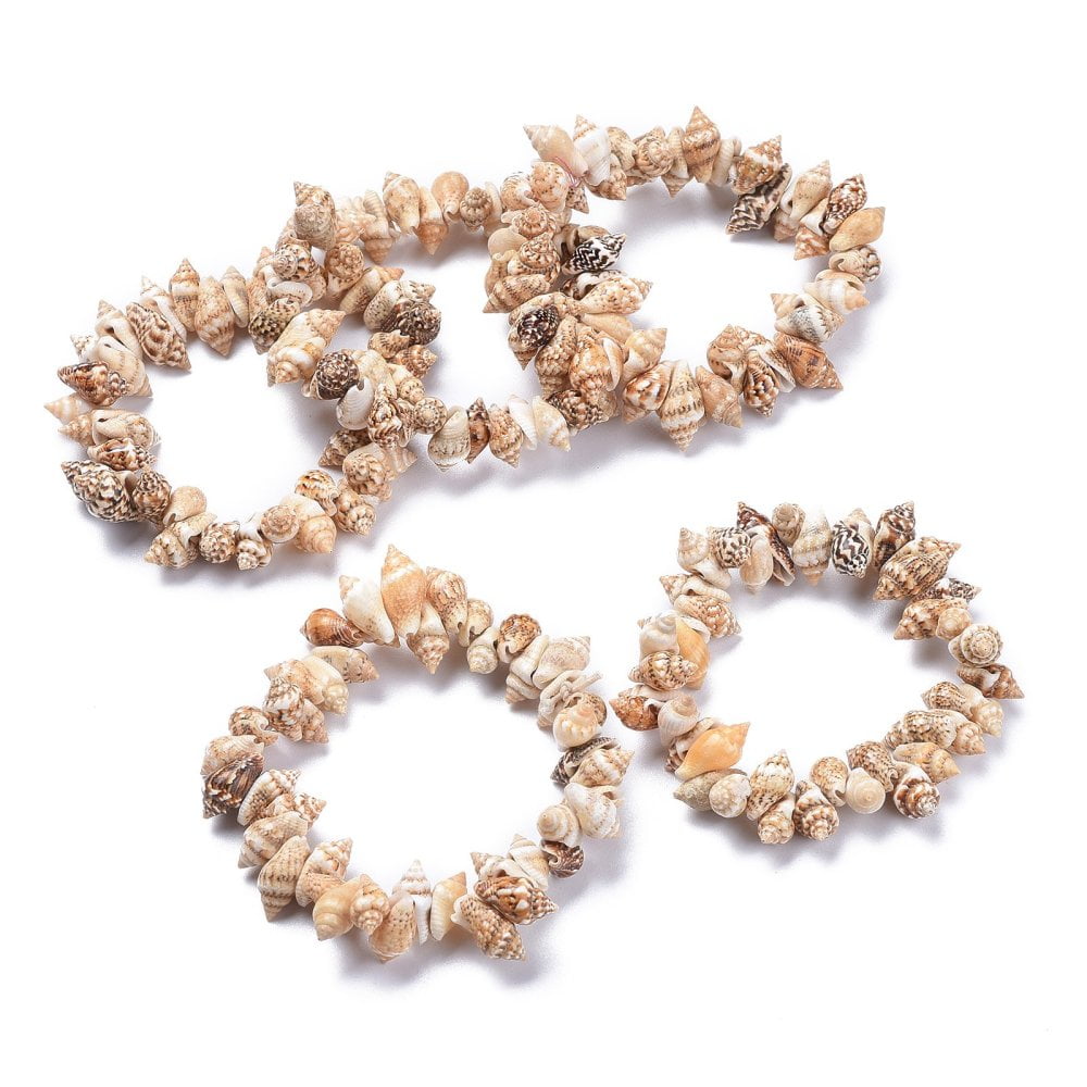 20pcs Unisex Natural Spiral Shell Stretch Bracelets Beaded Bracelets ...