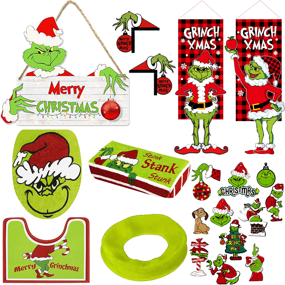20pcs Welcome Sign Front Christmas Door Corner Decoration,Grinch ...