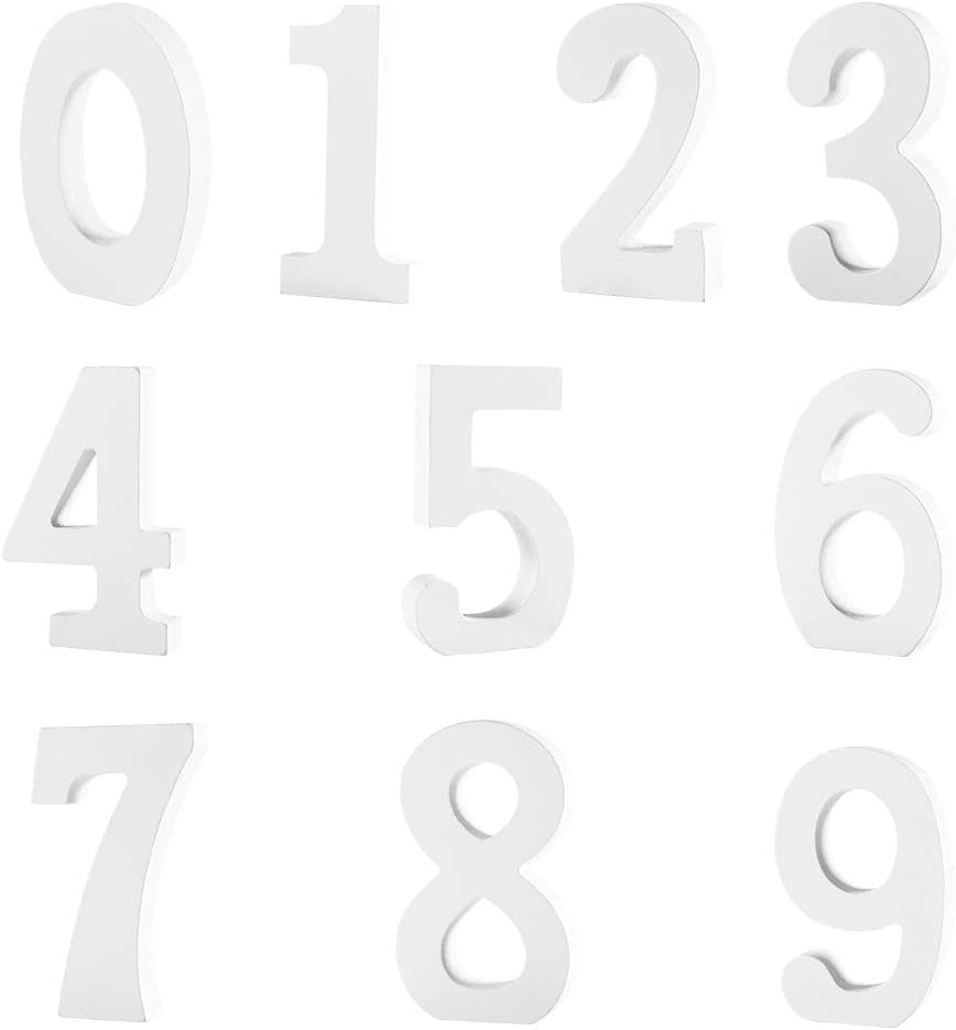 20pcs White Wood Numbers Wooden Numbers for Crafts 0 to 9 Wooden ...