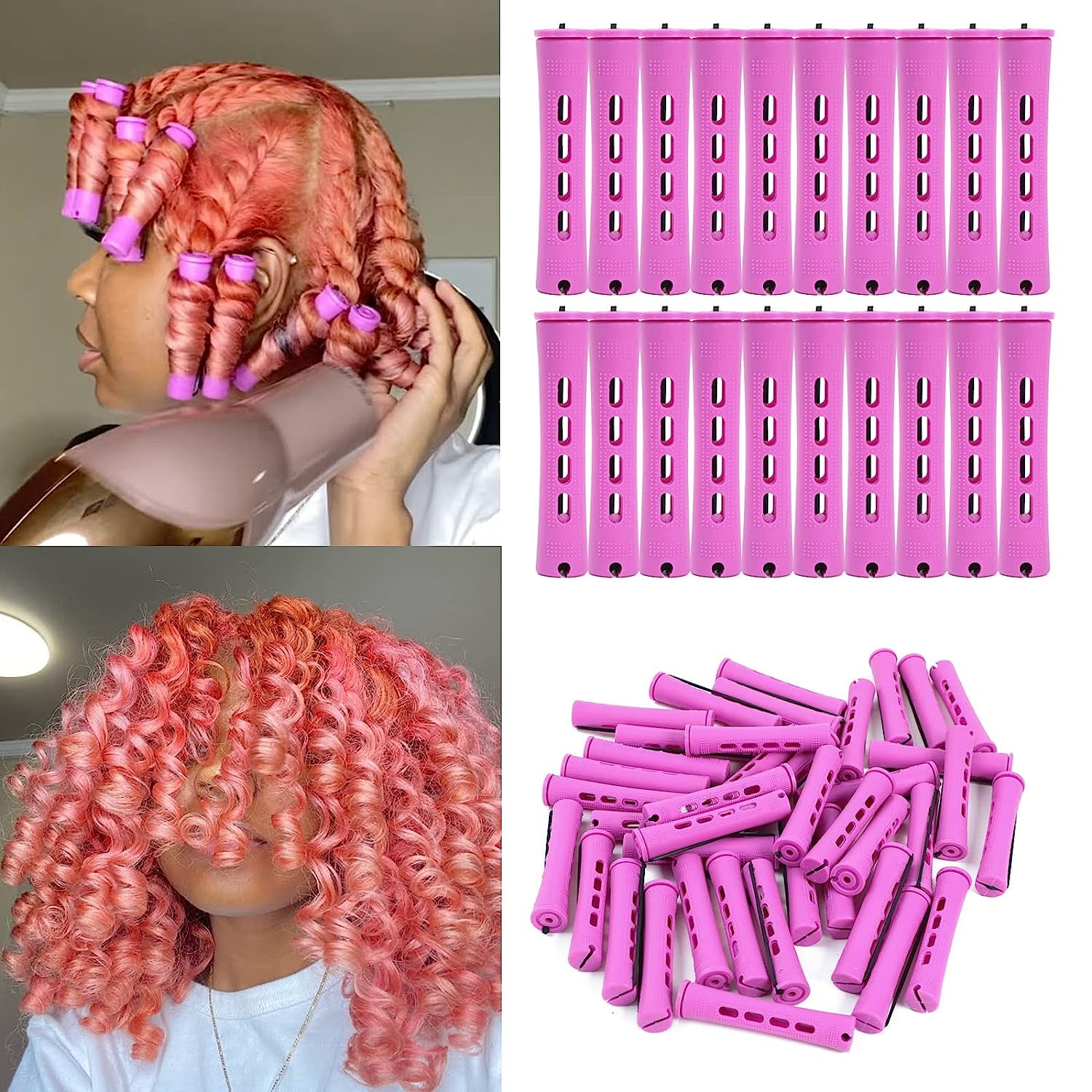 20pcs Women's Perm Rods Set for Natural Hair: 2 Sizes Cold Wave Hair ...