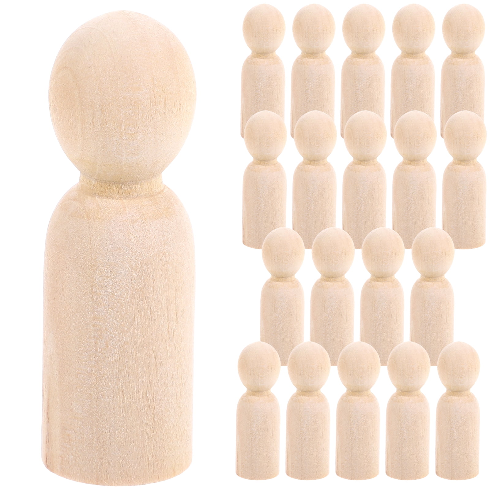 20pcs Wood Peg Dolls Wooden Figures Mini People Unfinished Wooden DIY ...