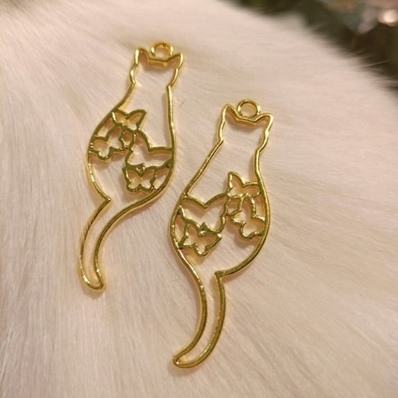 20pcs Zinc Alloy Kitten Open Back Bezel Pendants for UV Resin Epoxy ...