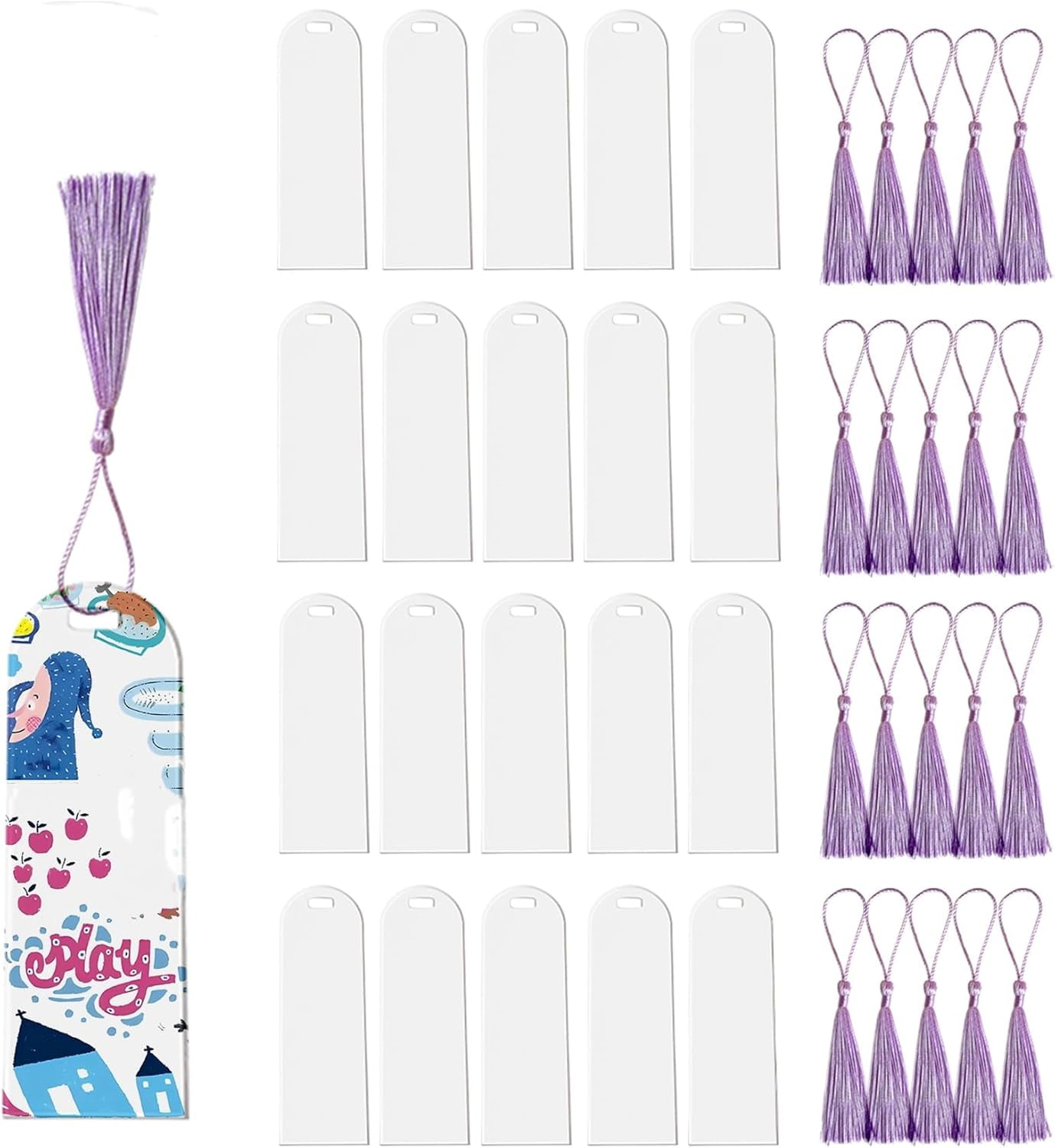 20pcs acrylic bookmarks 2mm thick, blank acrylic bookmarks with 20 ...