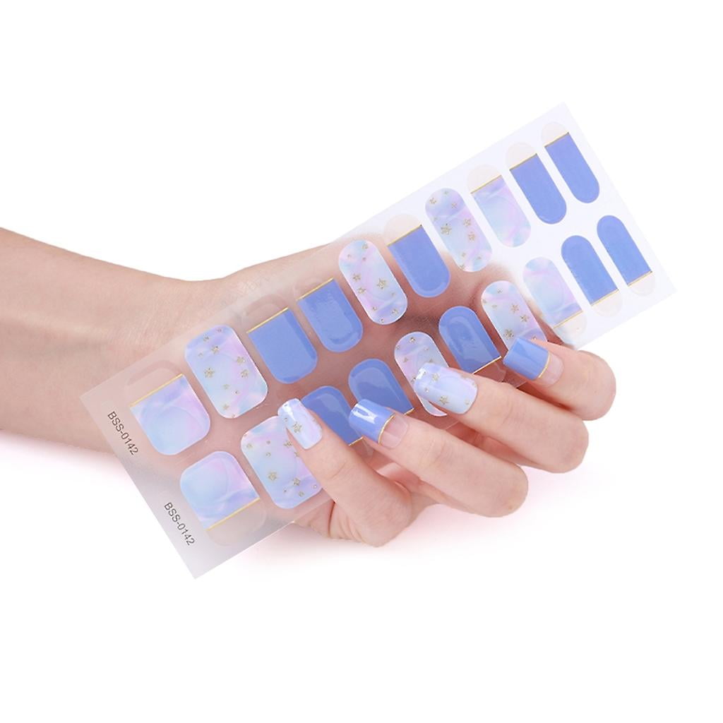 20pcs/pack Nail Wraps Women Nail Polish Strips Solid Color Fingernail ...