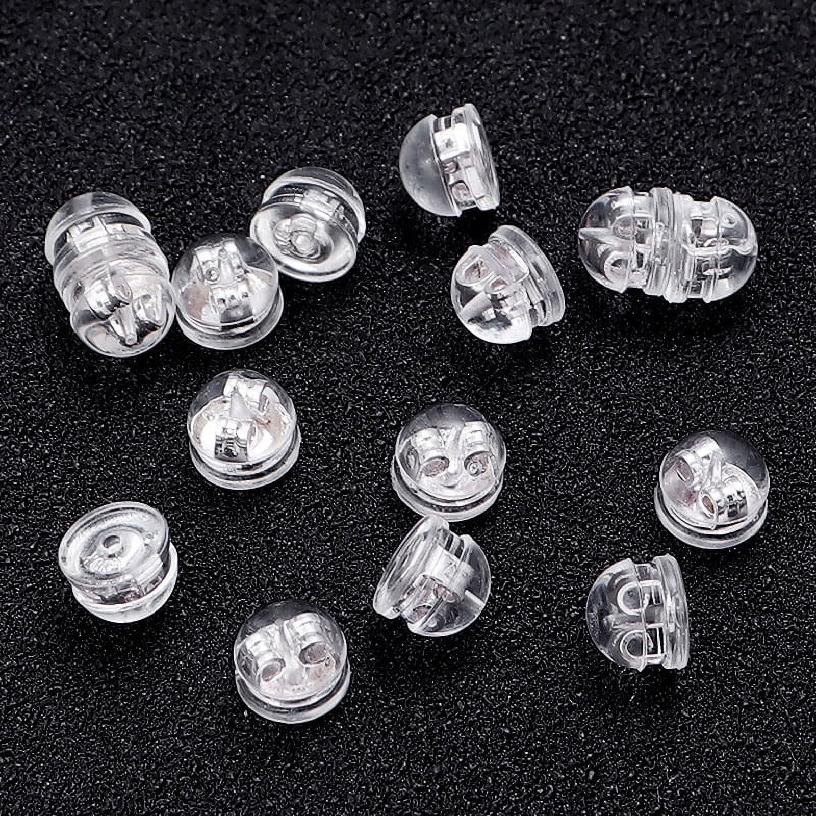 20pcs silver-plated Earring Backs Silicone Rubber Plastic Ear Piercing ...