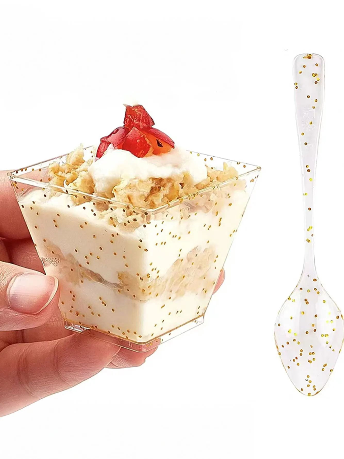 20pcs transparent gold powder cup pudding cup jelly cup transparent ...