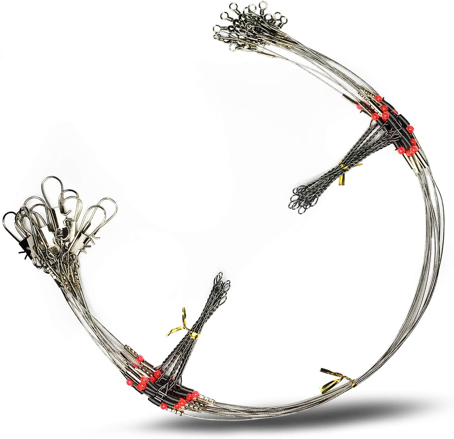 20pk Top Bottom Rig Stainless Steel Wire Trace Leader w/Snap Swivel: 2 ...