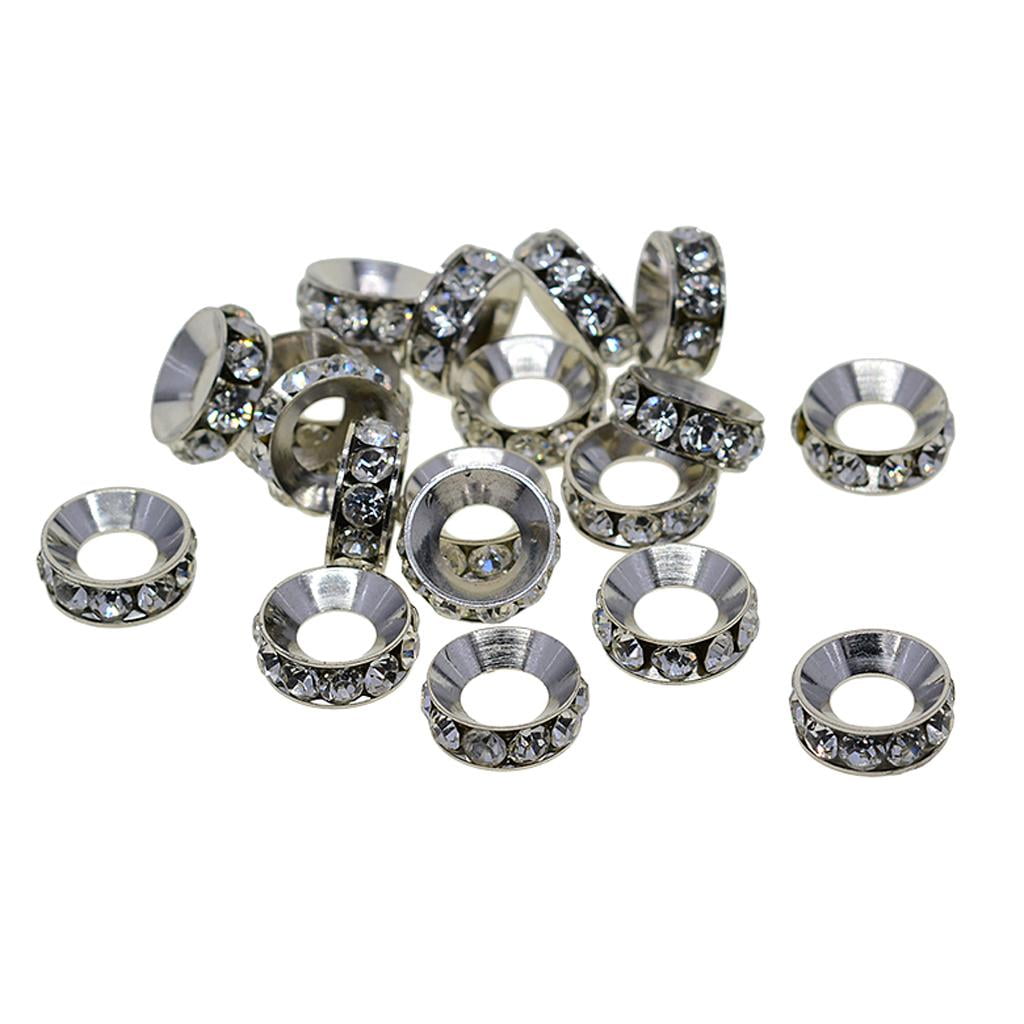 20s Rondelle Spacer Beads 7mm Large Hole Rhine Metal Beads For European ...