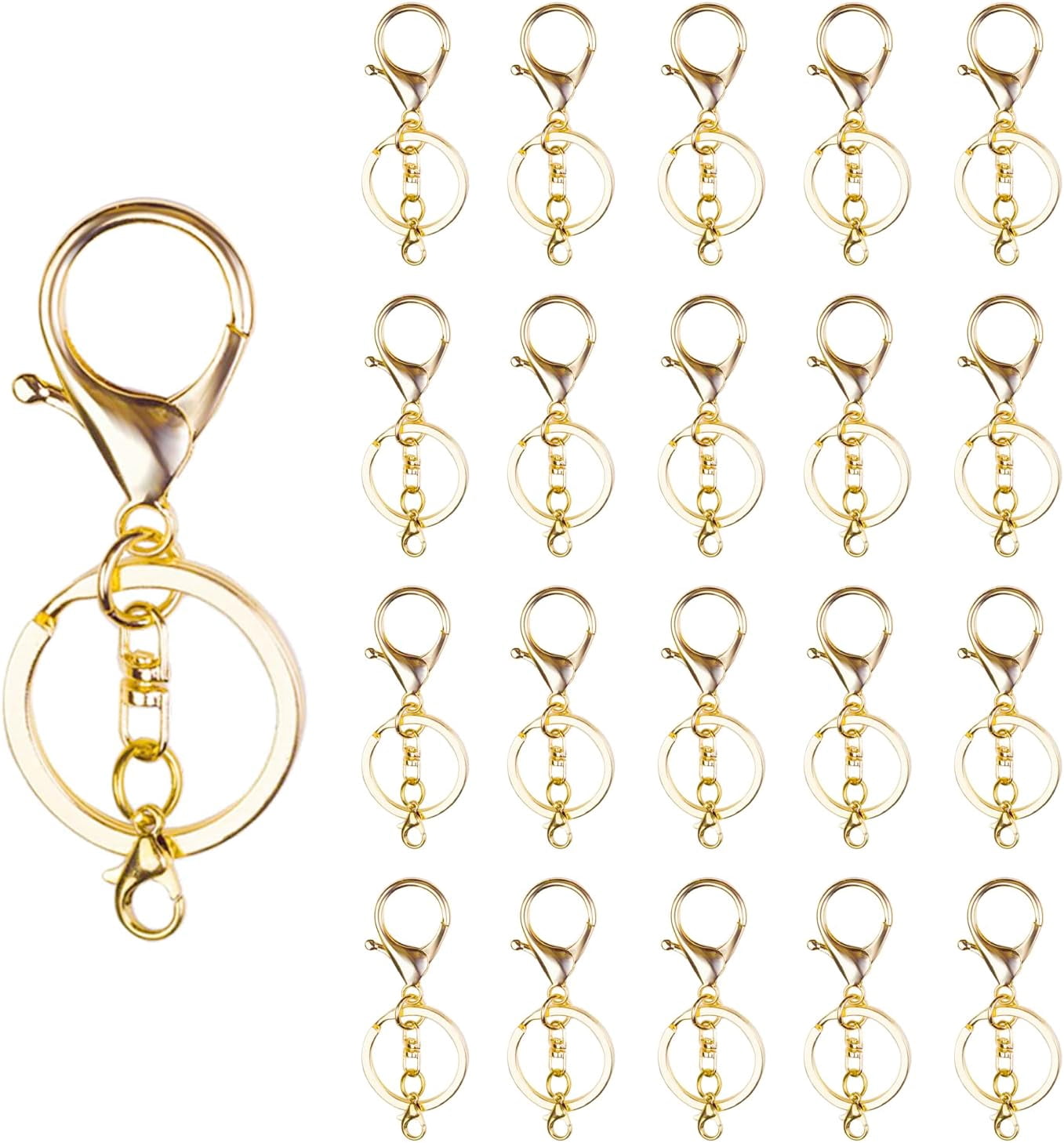 20sets Lobster Claw Clasps Hook with Flat Split Keychain Ring with ...