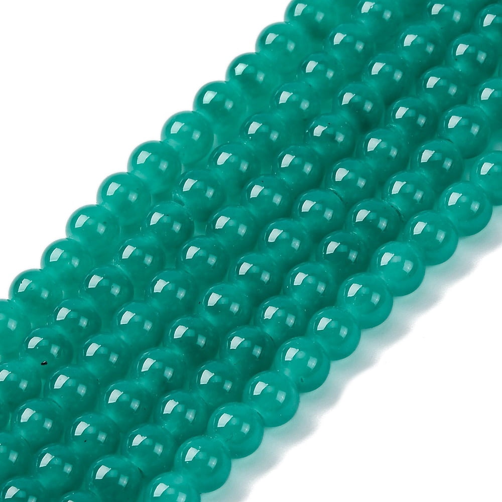 20strands Baking Painted Imitation Jade Glass Round Bead Strands Light ...