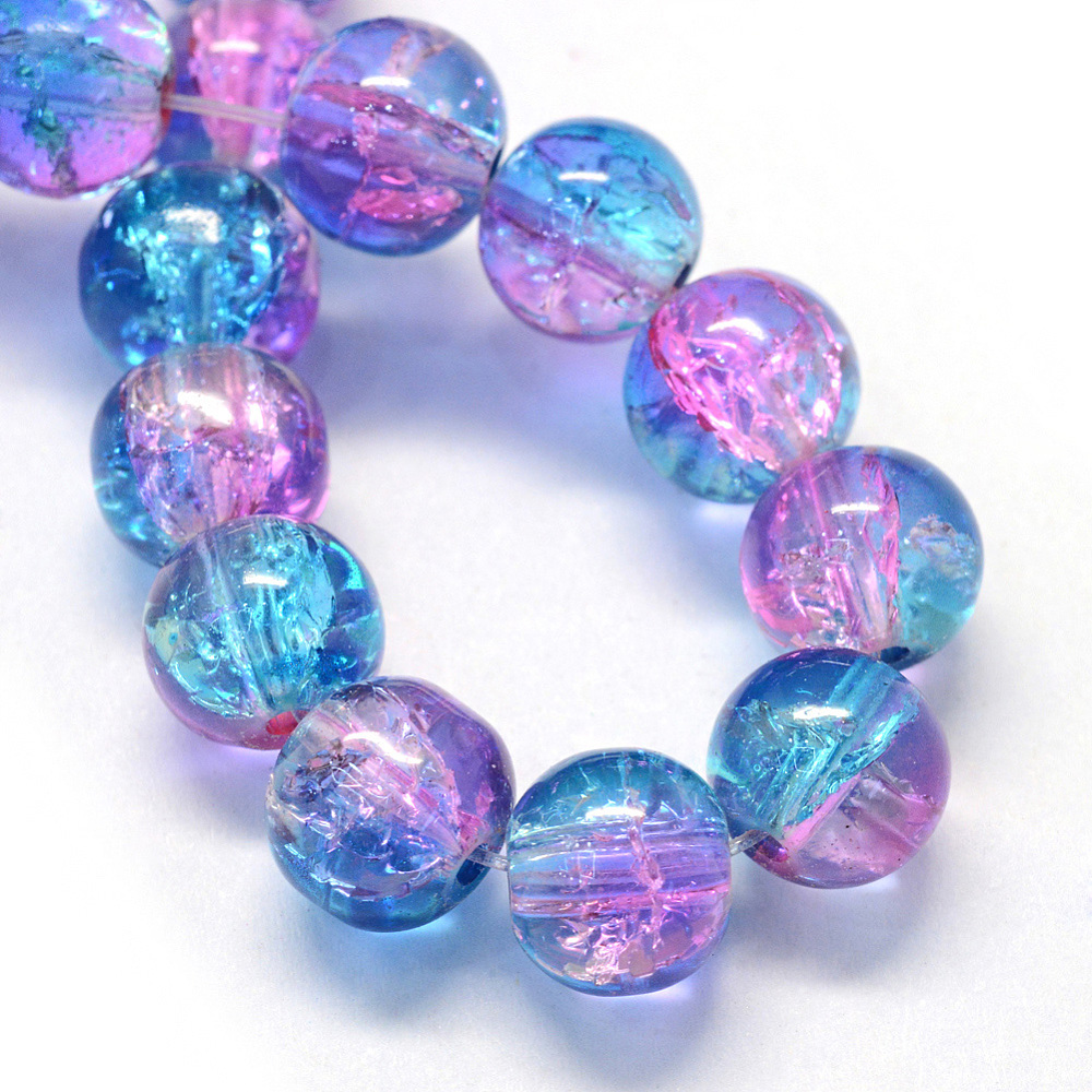20strands Baking Painted Transparent Crackle Glass Round Bead Strands ...