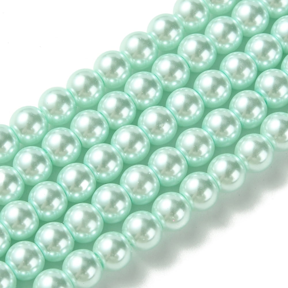 20strands Dyed Glass Pearl Beads Strands Grade A Round Cord Threaded ...