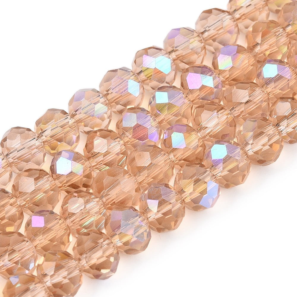20strands Electroplate Glass Beads Strands Half Rainbow Plated Faceted ...