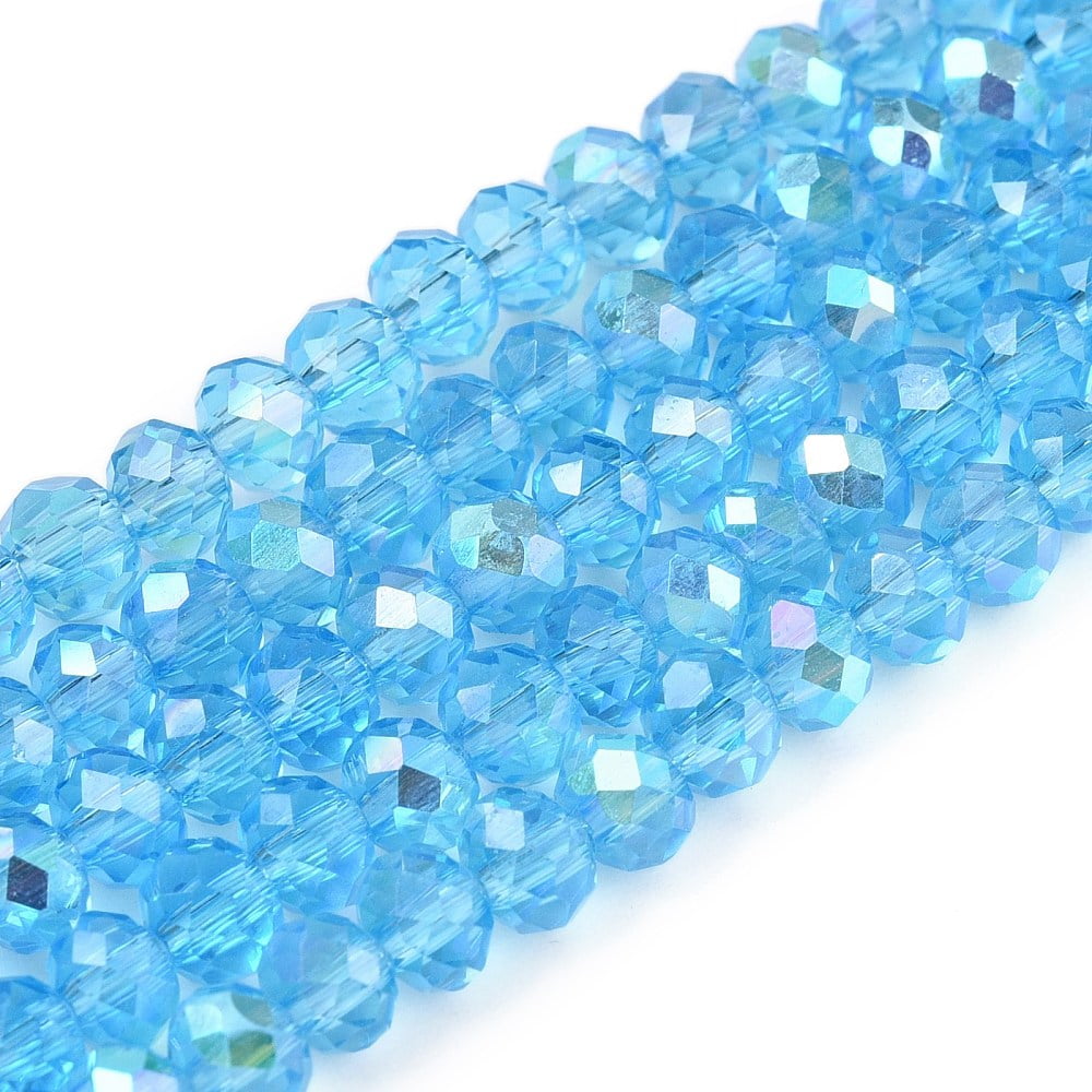 20strands Electroplate Glass Beads Strands Half Rainbow Plated Rondelle ...