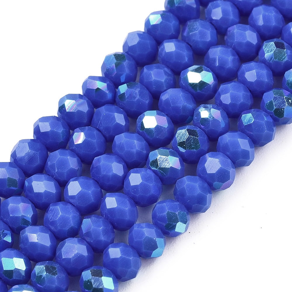 20strands Electroplate Opaque Solid color Glass Beads Strands Half ...