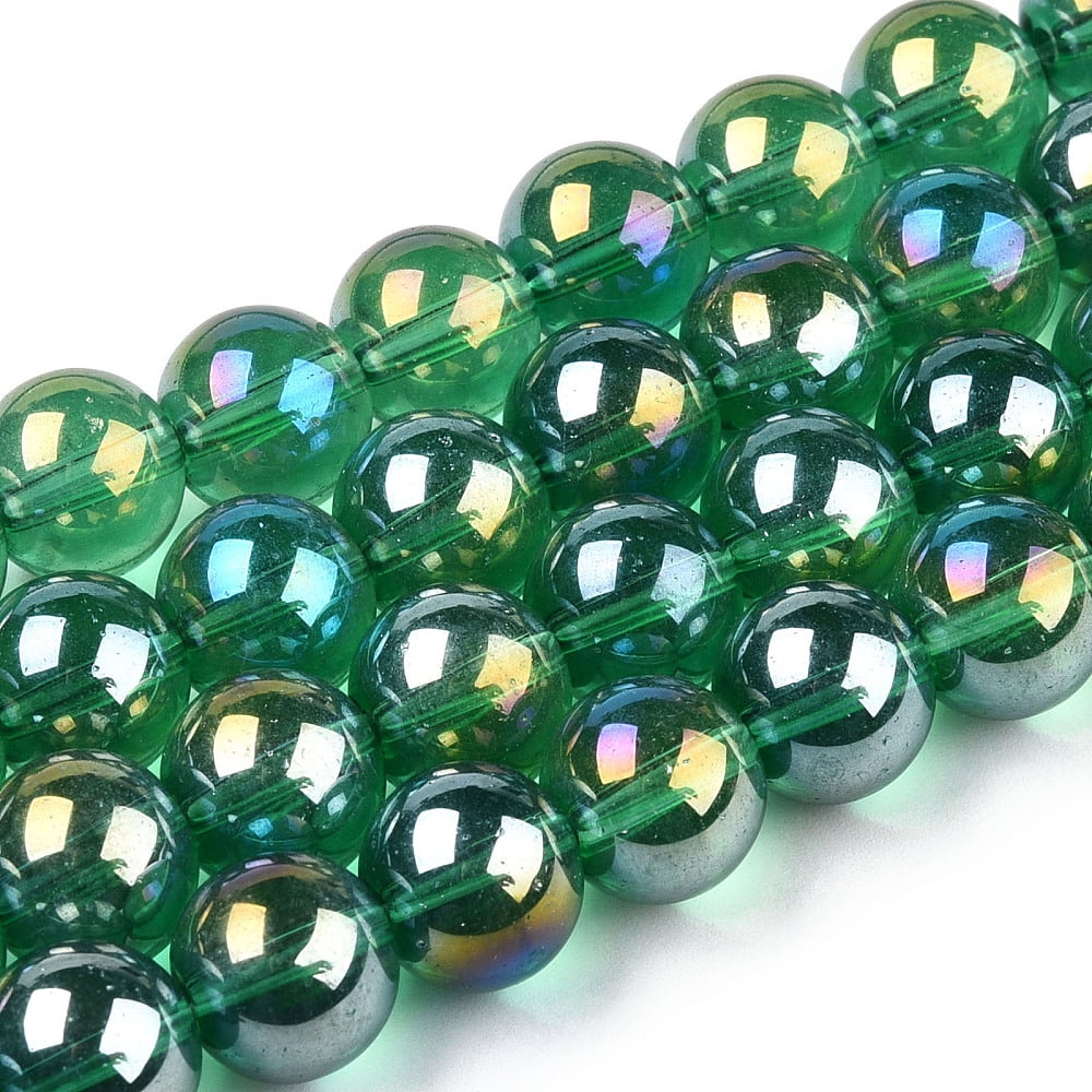 20strands Electroplate Transparent Glass Beads Strands AB color Plated ...